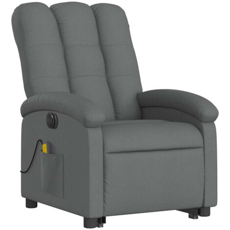 Fauteuil relax inclinable de massage électrique Gris Foncé Tissu 160 ...