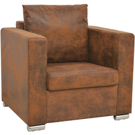 Fauteuil relax de salon marron en suédine pour coin lecture cosy ...