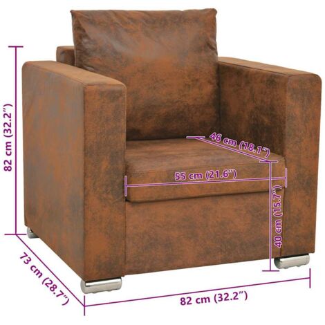 Fauteuil relax de salon marron en suédine pour coin lecture cosy ...