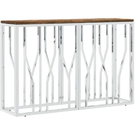 Table console industrielle en acier et bois de recup - Réf 30113 ...