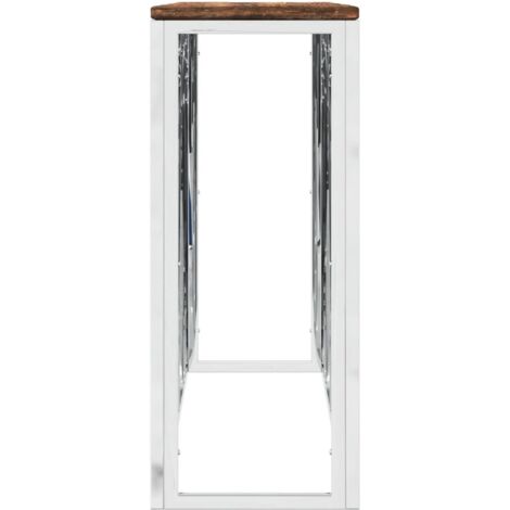 Table console industrielle en acier et bois de recup - Réf 30113 ...