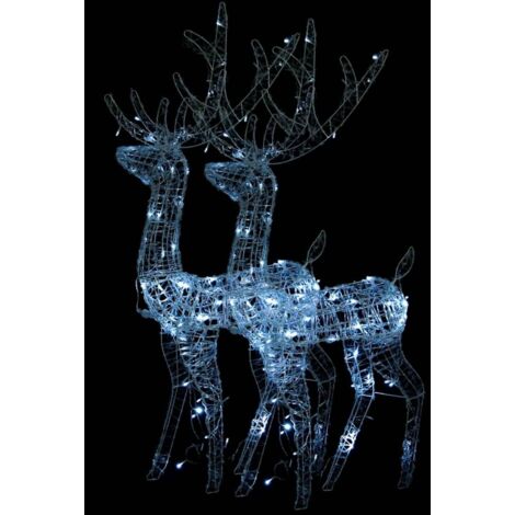 Renne illuminé de Noël en acrylique blanc froid de 120 cm (Lot de 2 ...