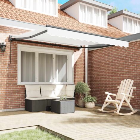 Armature d'auvent de terrasse blanc 350x250 cm avec toile en polyester ...