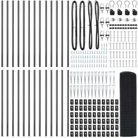 Poteau de clôture anti-corrosion gris 50m maille serrée 16mm robuste ...