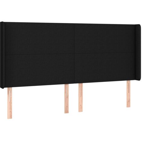 Tête de lit à LED tissu noir lit double chic avec hauteur réglable ...