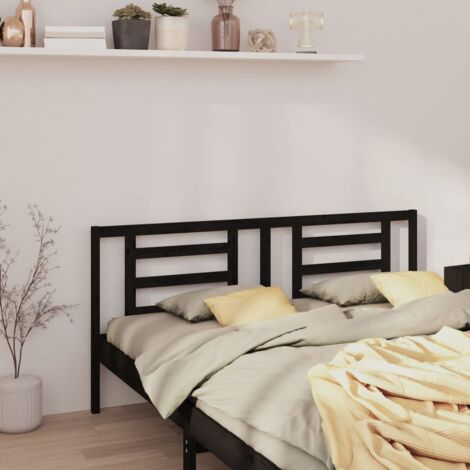 Tête de lit anti-taches mur pour lit king size bois pin noir mat ...