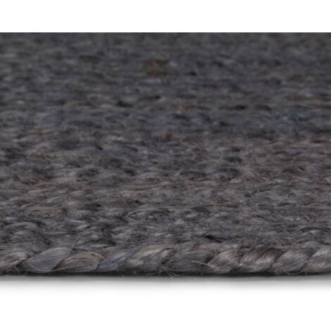 Grand Tapis en Jute Fait Main Rond 240 cm Coloris Gris Foncé Premium ...