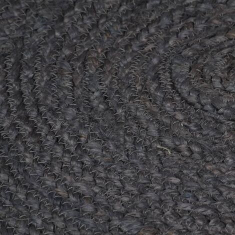 Grand Tapis en Jute Fait Main Rond 240 cm Coloris Gris Foncé Premium ...