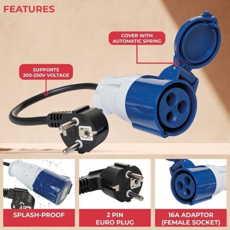 AIPER CEE Adapter Schuko Plug to CEE Socket 230 V 32A for Camping and Motorhome