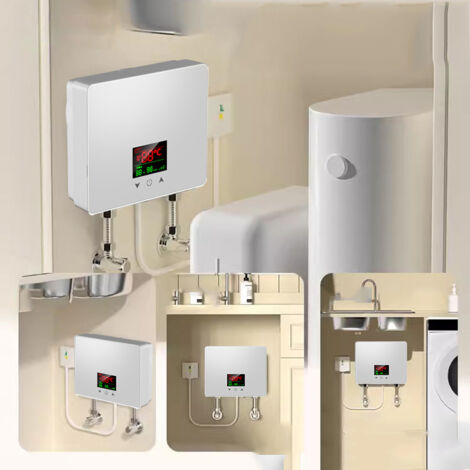 Chauffe-Eau Instantané3.3KW Mini Chauffe-Eau Électrique Sans Réservoir Mural avec Affichage LED ...