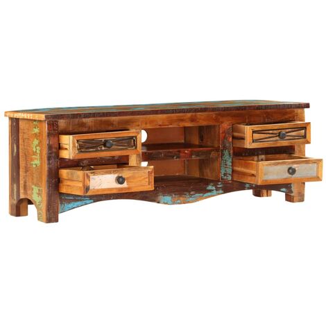 Mueble TV Mesa de TV Mueble de salón madera maciz reciclada 120x30x40 ...
