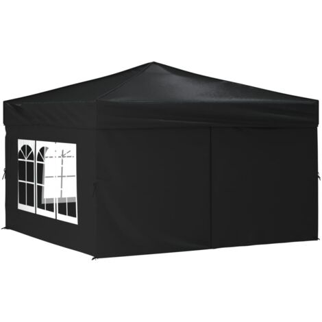 Carpa para fiestas plegable con paredes laterales, Pabellón de Jardín, Pérgola negro 3x3 m ...