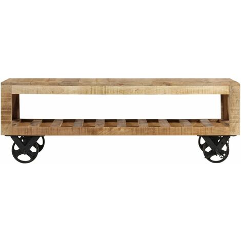 Mesa centro,Mesa de café,Mesa Auxiliar con ruedas madera maciza de ...
