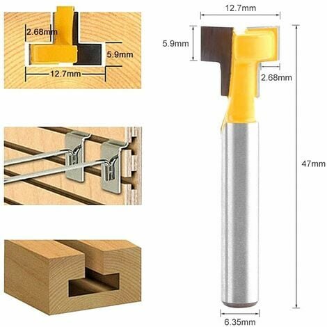 2Pcs 1/4" Fraise en Rainure en T avec Lame de 3/8" ou 1/2" Au Choix Outil de Menuiserie，argent ...