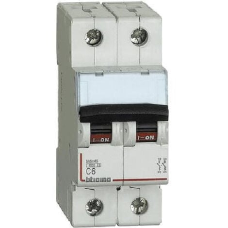 INTERRUTTORE MAGNETOTERMICO 2P 6A 6KA CURVA D 2 MODULI