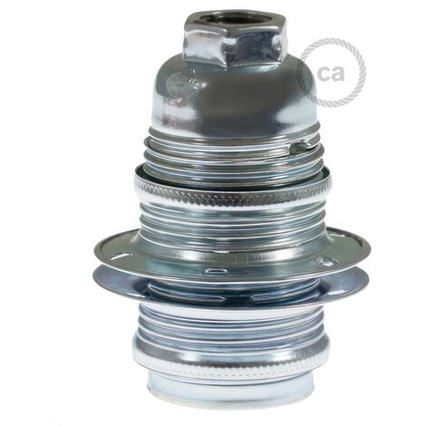 Kit portalampada E14 in metallo con doppia ghiera per paralume