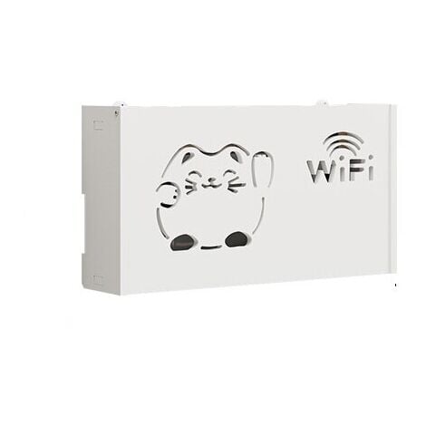 Cutie depozitare router WiFi, Lemn, 20x38x8.5 cm, Alb