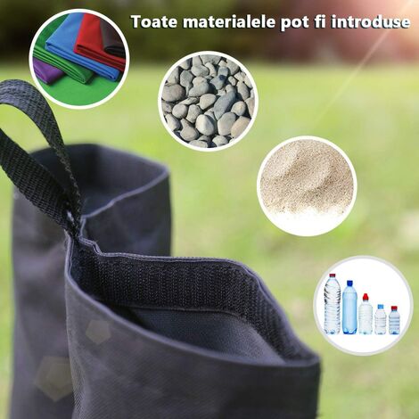 Set van 4 zandzakken voor bevestiging, PVC, 7-9KG, zwart