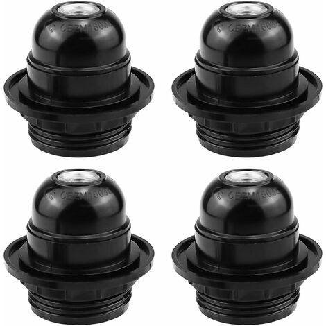 4 Pièces Douille E27 Adaptateur, Socket E27, Douille E27 Noir Vis Douille Lampe Support, D ...