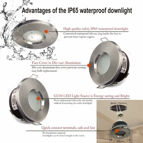 IP65 spot LED encastrable étanche, configuration de douille GU10 ...
