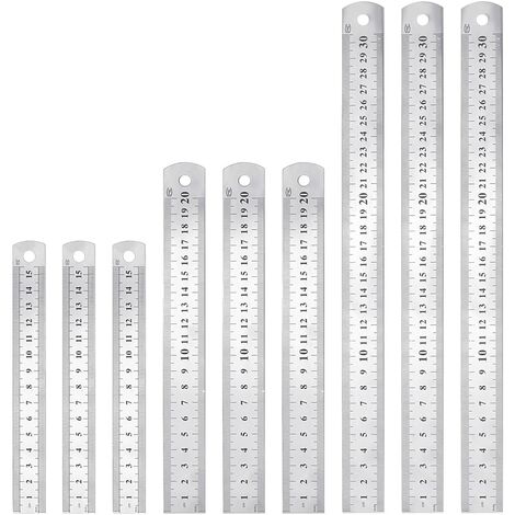 9 PCS Règle en Acier Inoxydable 15cm 20cm 30cm Règle Metallique Taille ...