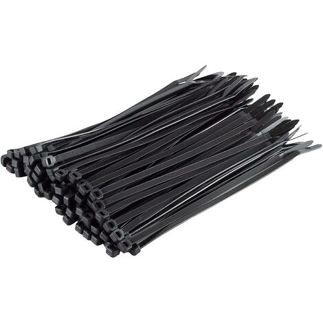 Lot de 100 colliers de serrage, Noirs, 200 x 4,8 mm