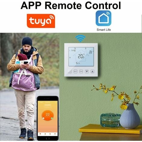 Thermostat Connecté WiFi Chaudiere Gaz/Chauffage au Sol Eau 220V 3A Alexa Google Assistant ...