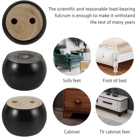 Lot de 4 Pieds de Meubles en Bois Rond hauteu 5cm, pour canapé, Lit ...