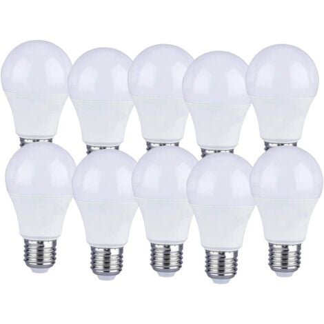 Lot de 10 Lot de 10 ampoules LED E27 9W A60 - Lumière blanche chaude 4000K - 806 Lumen
