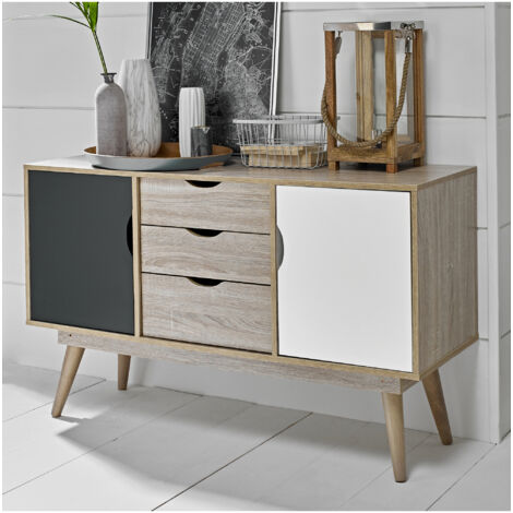 Scandi Oak 2 Door Sideboard Grey