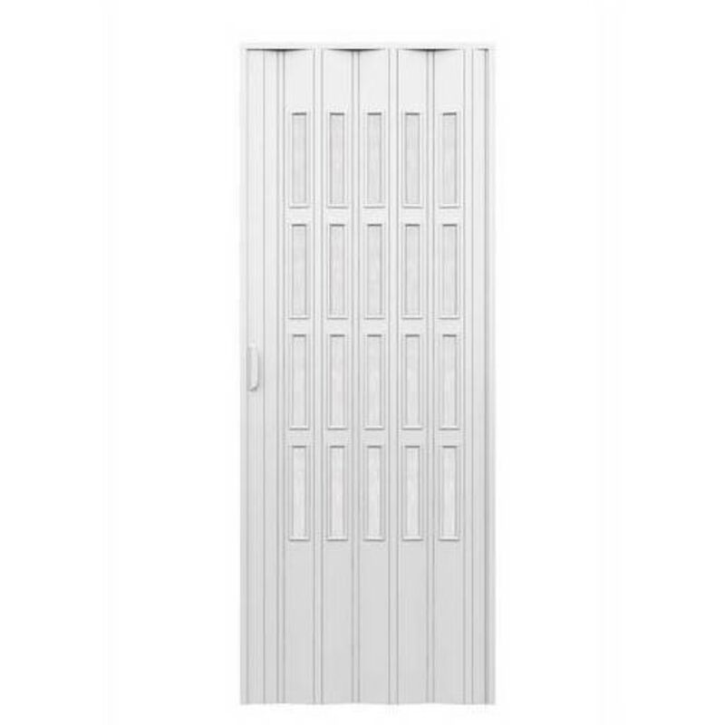 Porte de mobilier intérieur à soufflet avec verre niagara blanc