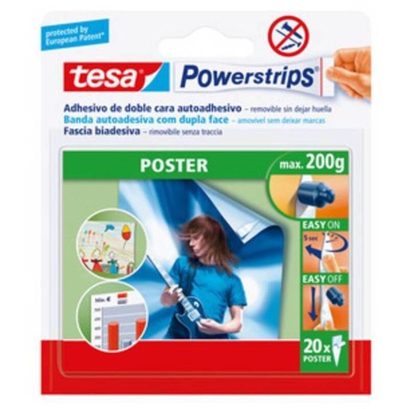 TESA POWERSTRIPS 20 STRISCE BIADESIVE POSTER