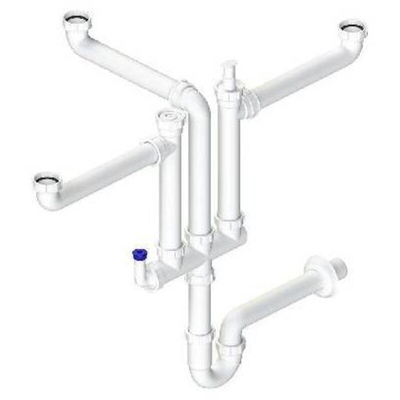 Siphon 3 voies avec double connexion lave-vaisselle
