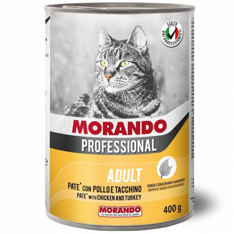 24 x CIBO GATTO MORANDO LATT 400 G PAT POLLO TACCHIN