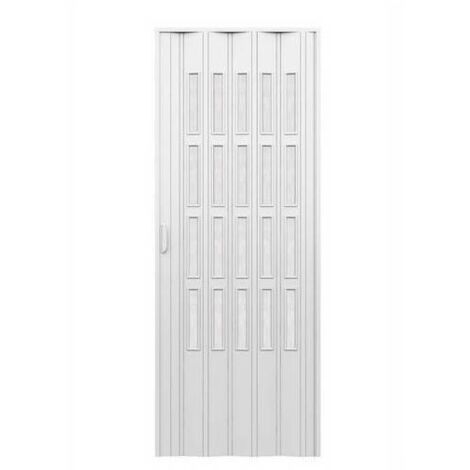 Porte de mobilier intérieur à soufflet avec verre niagara blanc