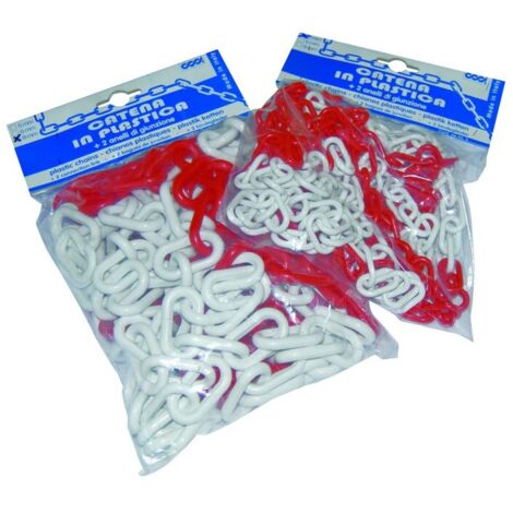 Pl chaîne en plastique blanc/rouge d.8 5 m