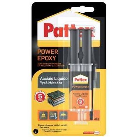 PATTEX POWER EPOXY ACCIAIO LIQUIDO MIX SIRINGA