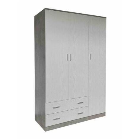 ARMADIO SPACE 3A+2C CEMENTO/BIANCO F. 120X52X190CM