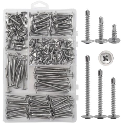 Kit d'assortiment de vis à tête bombée 8 pour rénovation, vis autotaraudeuses en acier ...