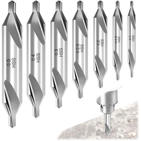 Foret a Centrer,Lot de 7 Forets à Centrer HSS,60° Forets de centrage ...