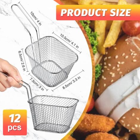 12PCS Panier à Frites en Acier Inoxydable Panier Presentation Frites ...