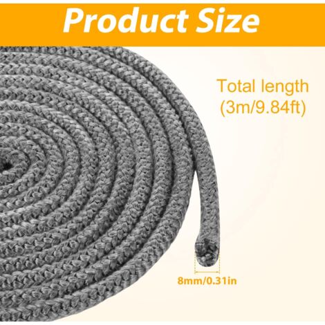 Joint Tressé pour Insert et Poêle Longueur 3mX 8mm Joint d'Étanchéité ...