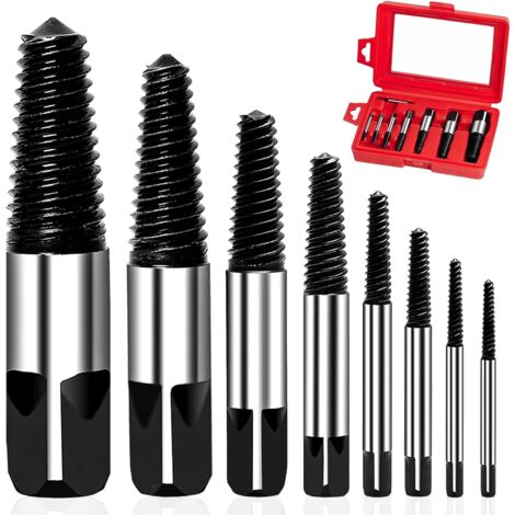 8 Pièces Extracteur de Vis Cassée 1/8-9/5 Pouce Extracteur Vis Kit d'outils de Retrait en ...