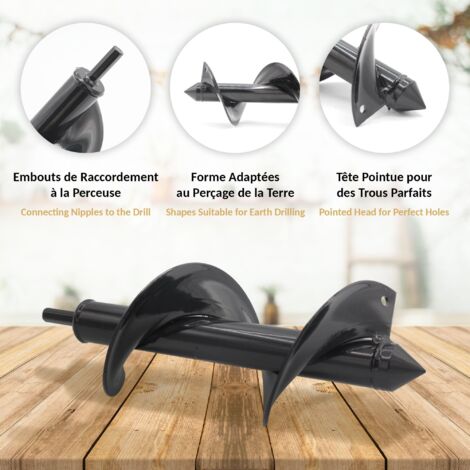 Tarière pour Perceuse Jardin Ø 90 mm - Foret Perceuse Ø embout 8 mm ...