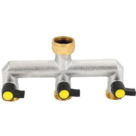 3 Voies Raccord de Tuyau D'arrosage, Adaptateur Tuyau Arrosage en Laiton de 3/4" - Hose Splitter ...