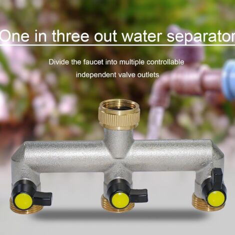 3 Voies Raccord de Tuyau D'arrosage, Adaptateur Tuyau Arrosage en Laiton de 3/4" - Hose Splitter ...