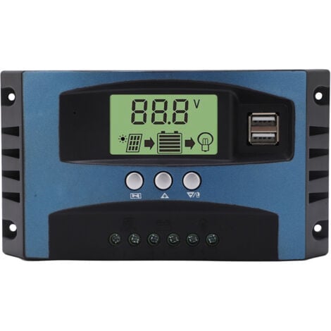 Contrôleur de charge solaire 12 V 24 V Identification intelligente MPPT Charge Écran LCD ...