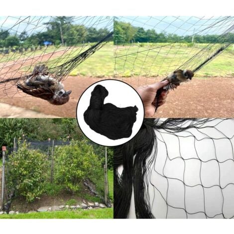 7.5m X 15m Filet Anti Oiseaux Noir, Filet Oiseaux Robuste, Filet Voliere Poulailler, Filet de ...