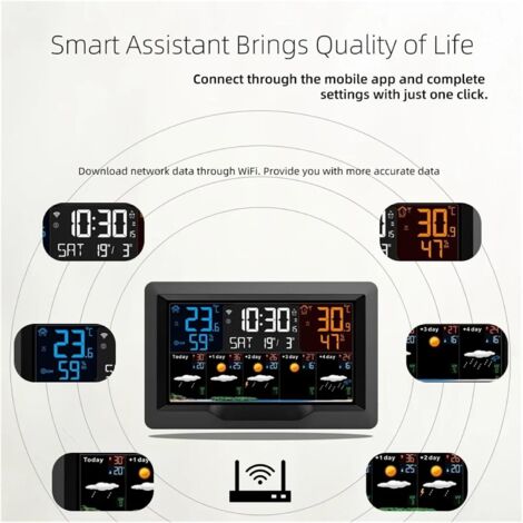 SW403 Station Météo J+4 avec connexion Wifi et écran coloré - Noir
