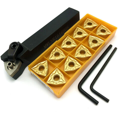 MWLNR2020K08 porte-outil de tour + 10 inserts carbure WNMG080404 + clé de tour